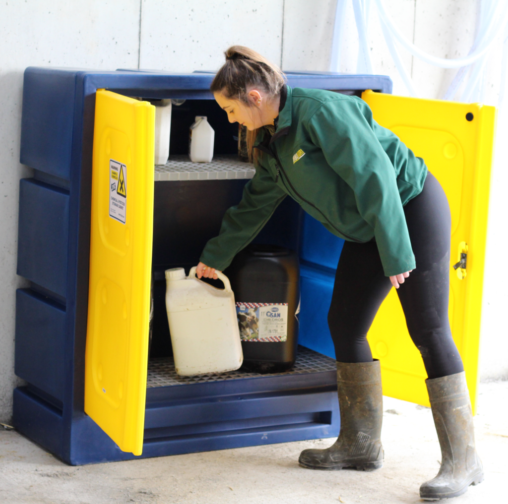 Large Chemical Storage Cabinet (Navy & Yellow) - United Milking Systems