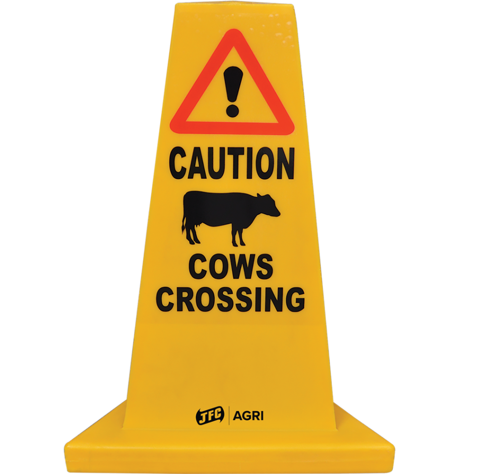 Yellow Hazard Cone (Cows Crossing) - United Milking Systems